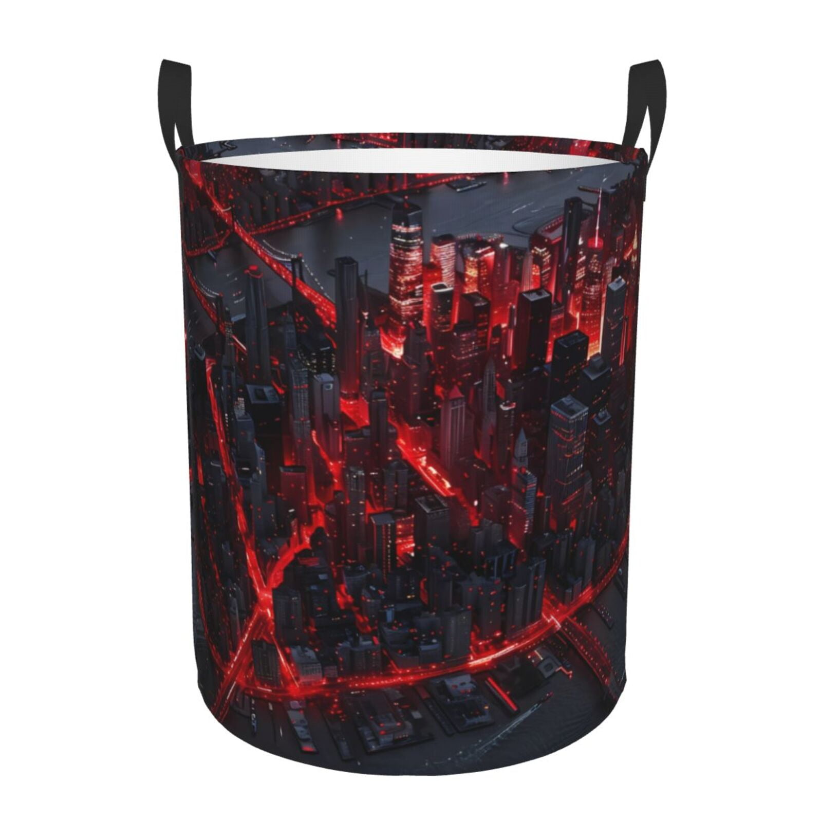 Cyberpunk Cityscape Lights Large Laundry Basket with Handles - Baby ...