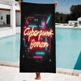 Cyberpunk Doorn Neon Beach Towel - Vibrant Pink & Blue Circuitry Design ...