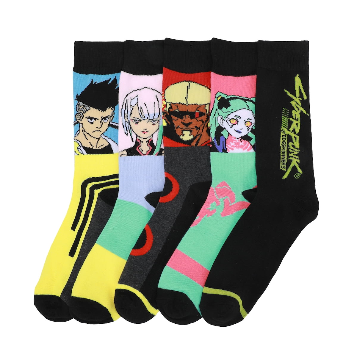 Cyberpunk Edgerunners Main Characters Adult 5-Pair Casual Crew Socks ...