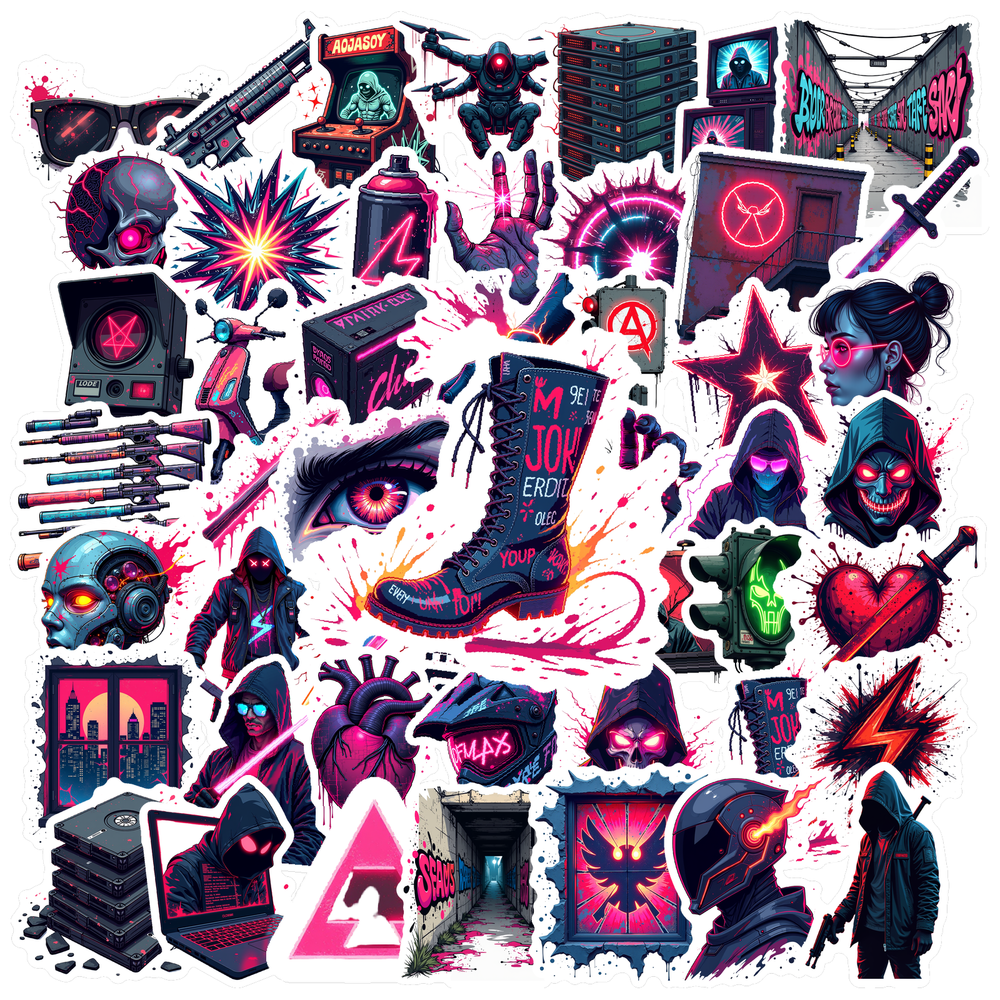 Cyberpunk Hacker Stickers, Waterproof Cyberpunk Sticker for Water ...