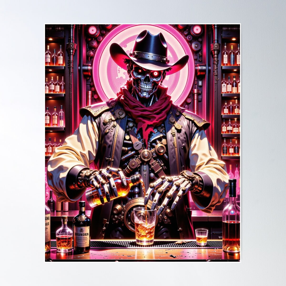 Cyberpunk Living Dead Cowboy Barman Poster Wall Art, Modern Wall Decor ...