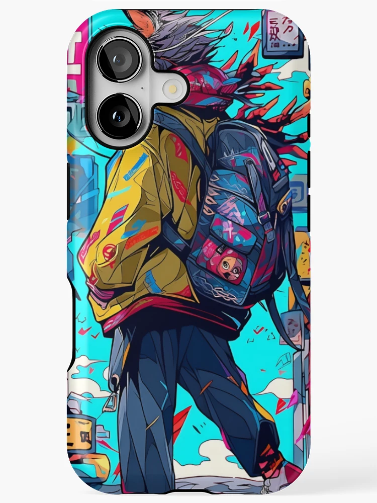 Cyberpunk Neon Anime Futuristic Art Design iPhone Case 16 15 14 13 12 ...
