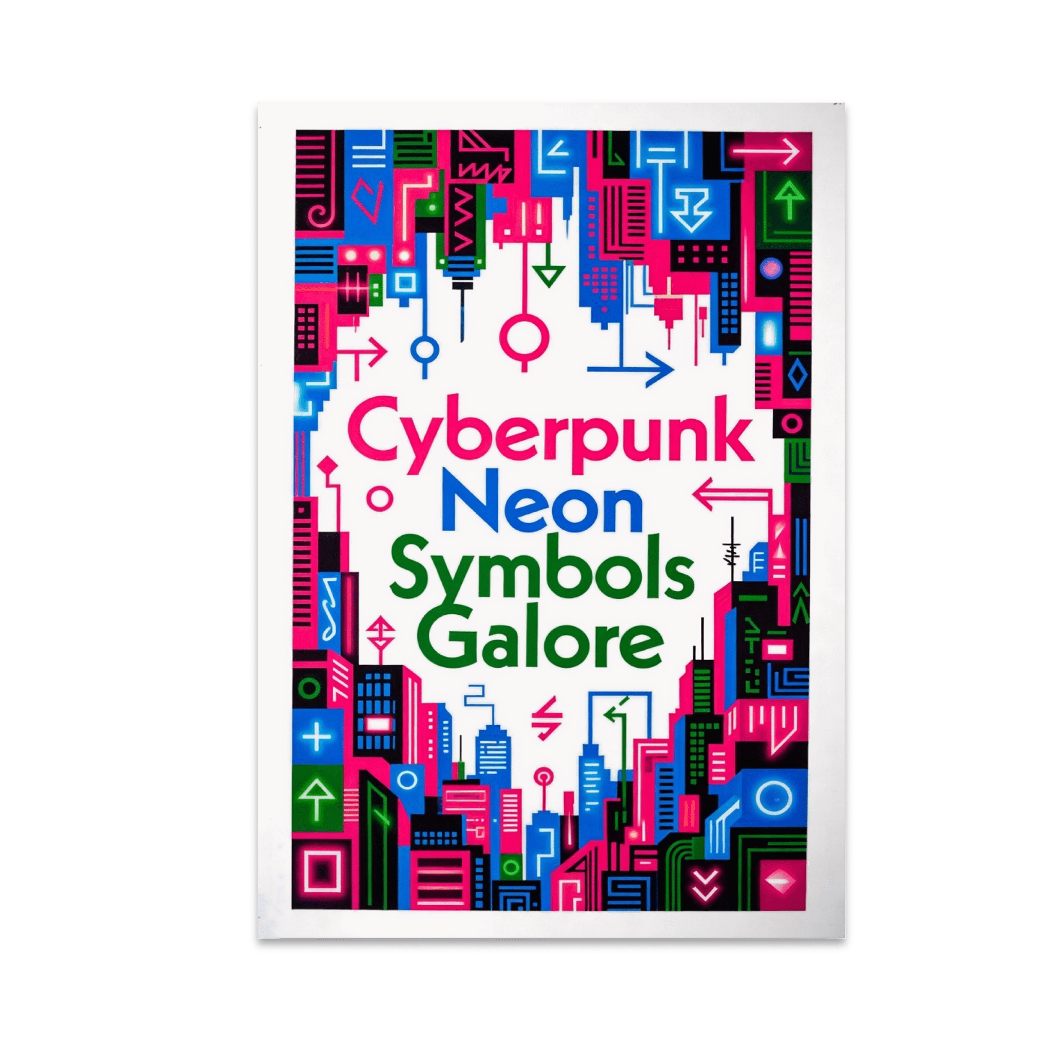Cyberpunk Neon Symbols Galore - Futuristic Art Enthusiast - 13x19 ...