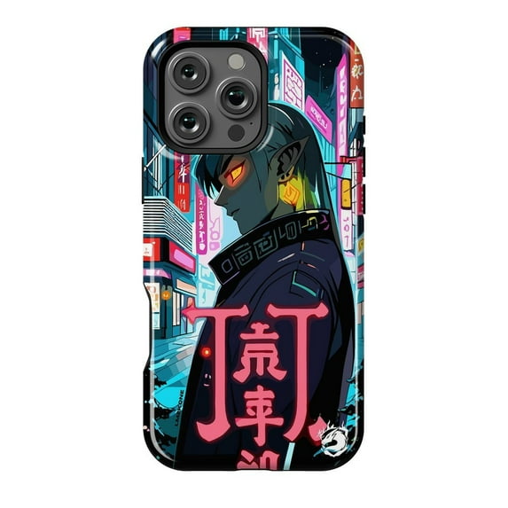 Cyberpunk Oni Neon Tough Cases Futuristic Demon for iPhone 11-17 ...