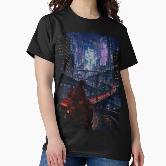Cyberpunk Skyline High Tech Future City Grid Neon Highway Horizon Tee T ...