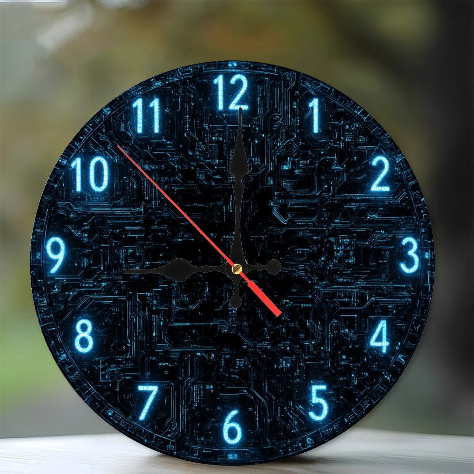 Cyberpunk Style Neon Clock Circuit Board Wall Clock 10-Inch Silent ...
