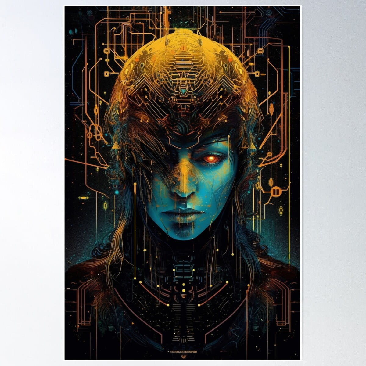 Cyberpunk Tarot #103 Poster Wall Art, Modern Wall Decor For Living Room ...