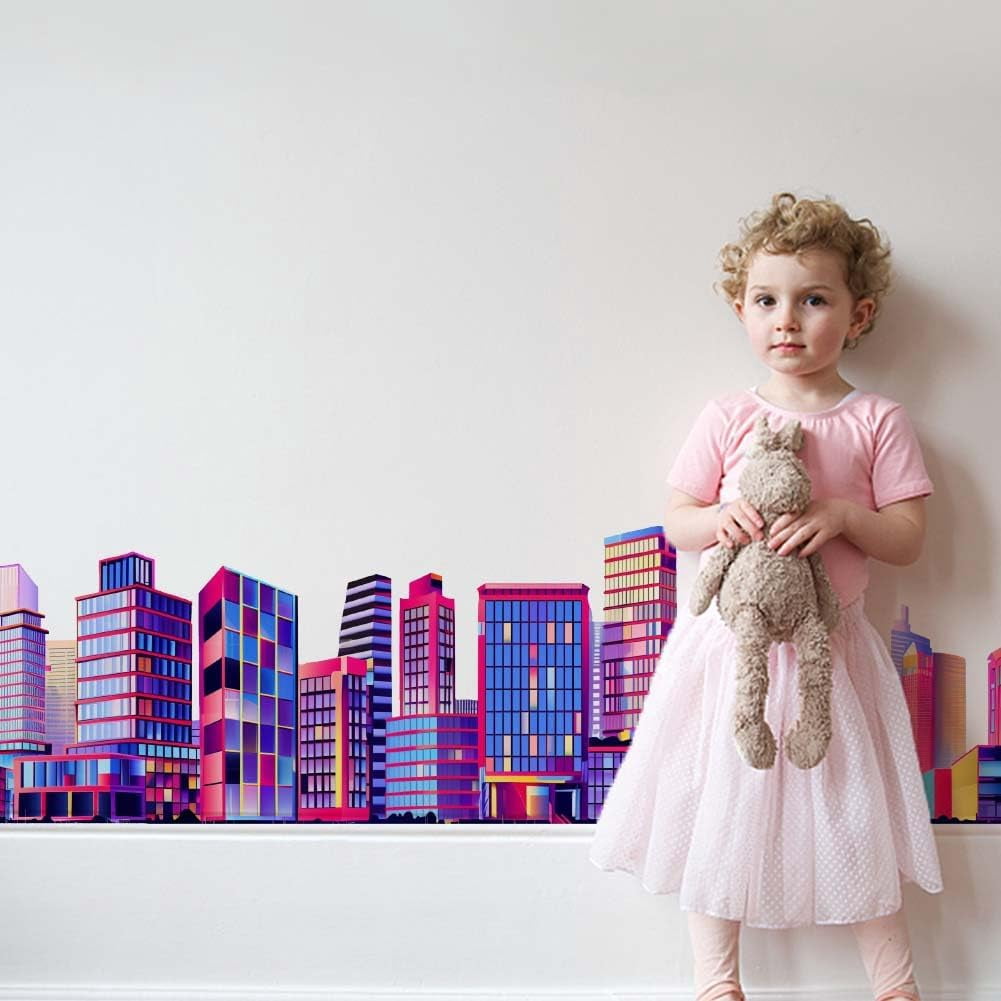 Cyberpunk Wall Sticker Colorful City Wall Decals Decorative Sticker ...