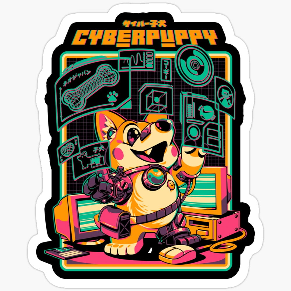 Cyberpuppy Sticker Phone Decal Water Bottle Stickers Car Decals, Laptop ...