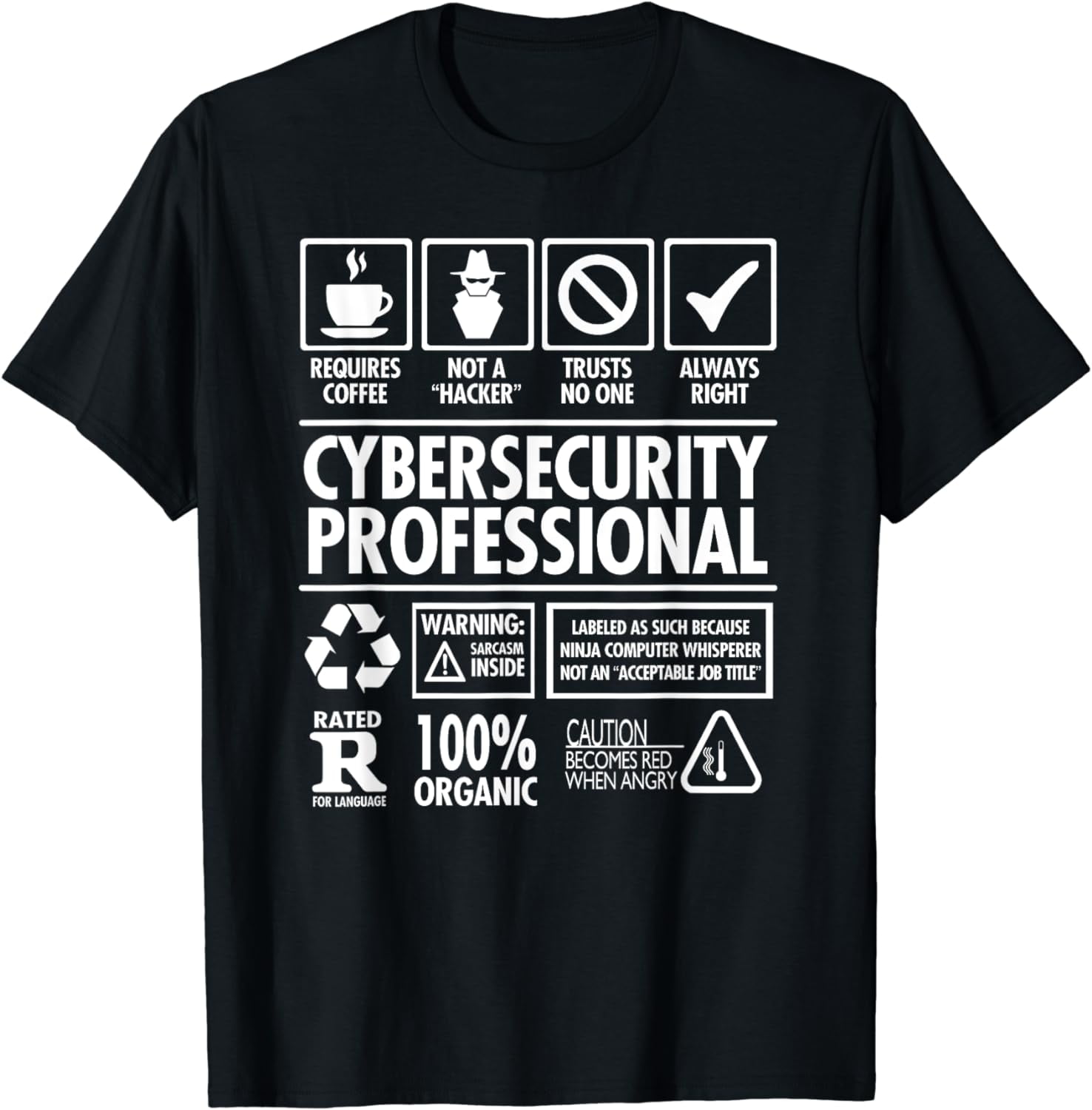 Cybersecurity Professional "Not a Hacker" Funny Job T-Shirt - Walmart.com