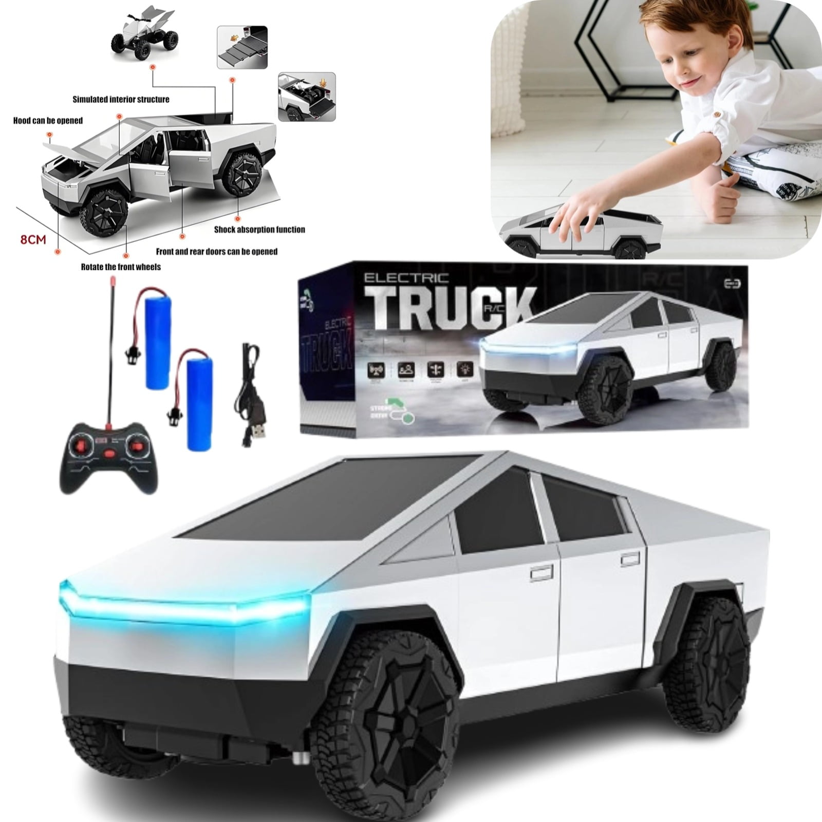 Cybertruck Model: 1/24 Diecast Metal Toy Trucks with Lights and Sounds ...