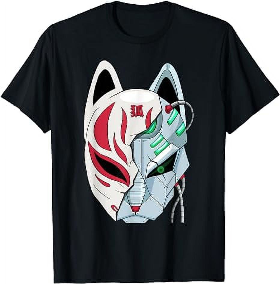 Cyborg Kitsune Mask Fox Mask Cyber Aesthetic T-Shirt - Walmart.com