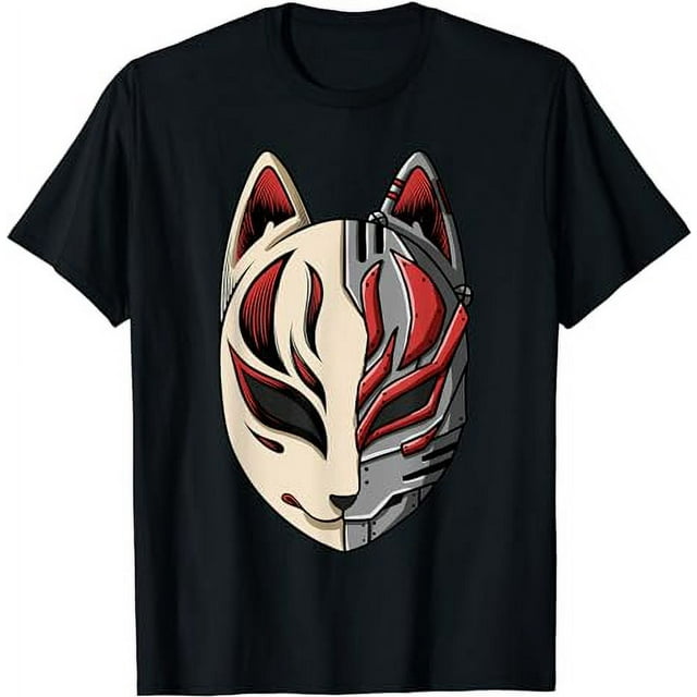 Cyborg Kitsune Mask Fox Mask Cyber Aesthetic T-Shirt - Walmart.com