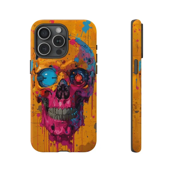 Cyborg Mecha Robot Yellow Abstract Case for iPhone 17 through 11 Pro ...
