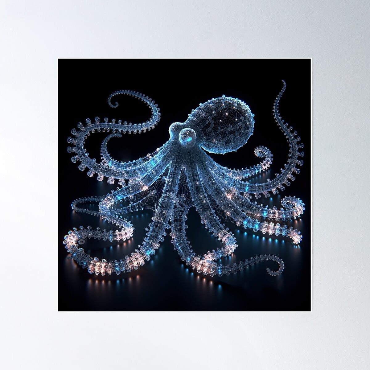 Cyborg Mechanical Octopus Poster Wall Art, Modern Wall Decor For Living ...