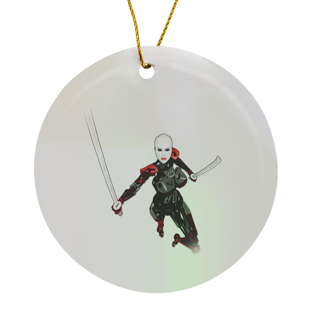 3drose, Cyborg Samurai Leaping Forward with Drawn Swords, Circle ...
