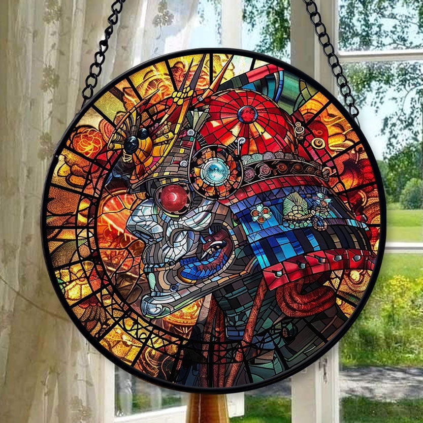 Cyborg Samurai Warrior Stained Glass Window Hanging Window Suncatcher ...