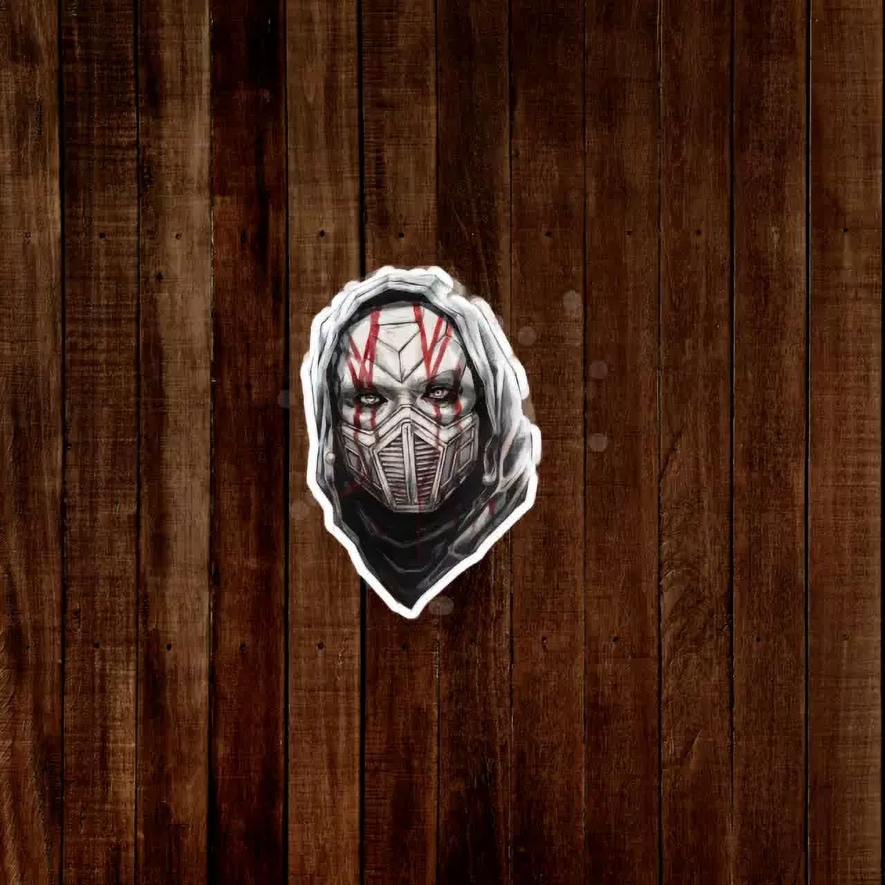 Cyborg Warrior Mask Sticker - Futuristic Sci-Fi Android Assassin ...