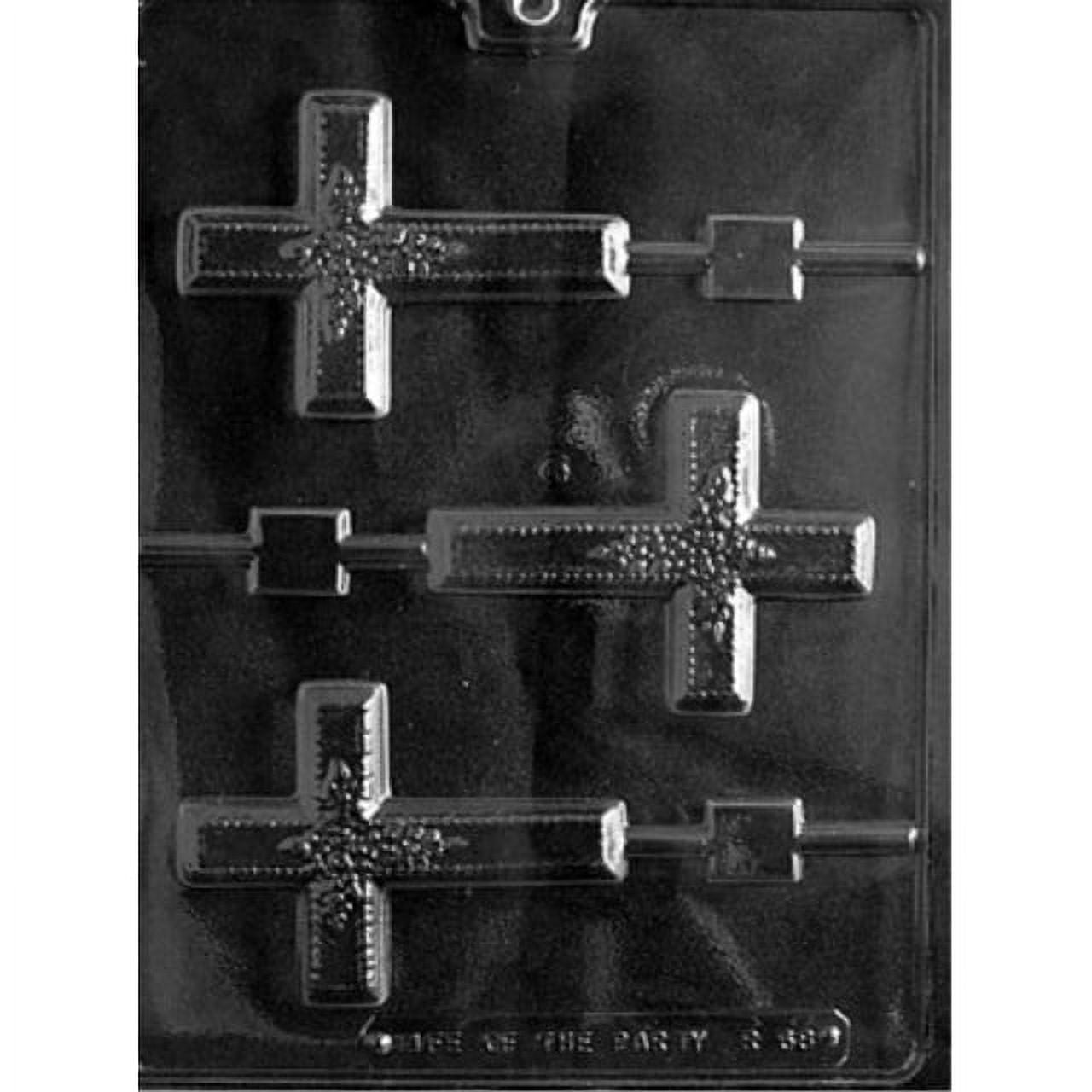 Cybrtrayd R068 Large Cross Lolly w/ Flowers Chocolate Candy Mold with ...