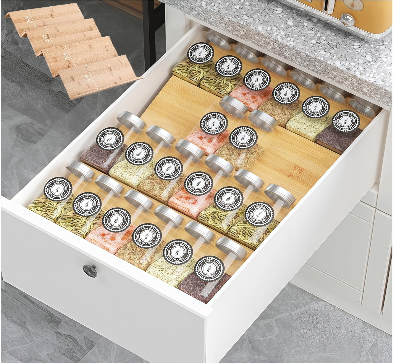 4 Pieces Clear Seasoning Box - Cruet with Cover and Spoon,Seasoning ...