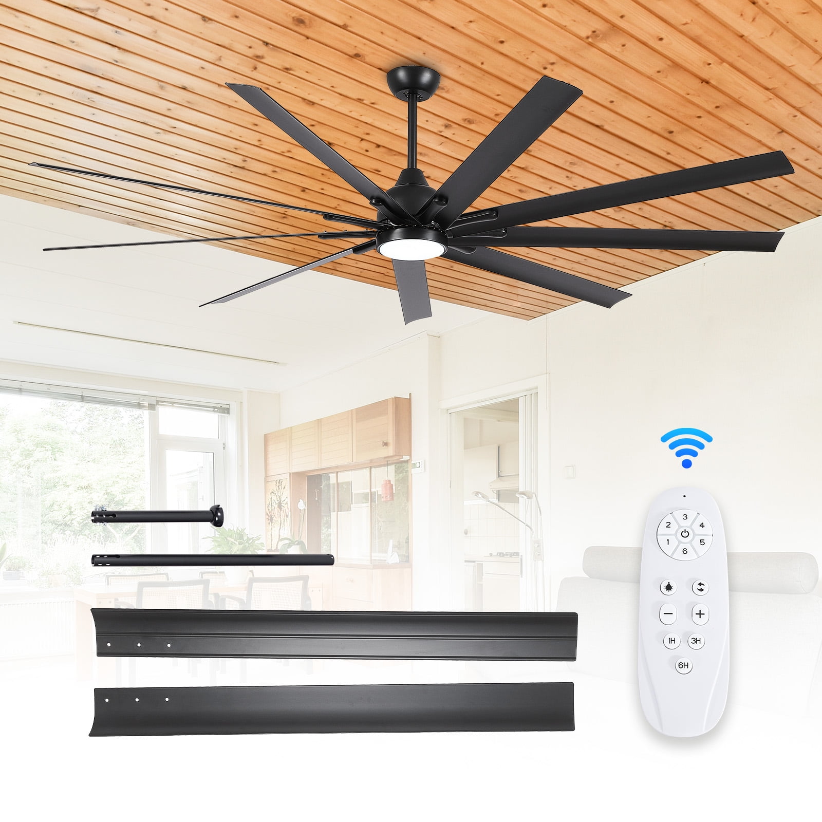 CycevSun 84 inch Ceiling Fans with Light and Remote, Modern, Industrial ...
