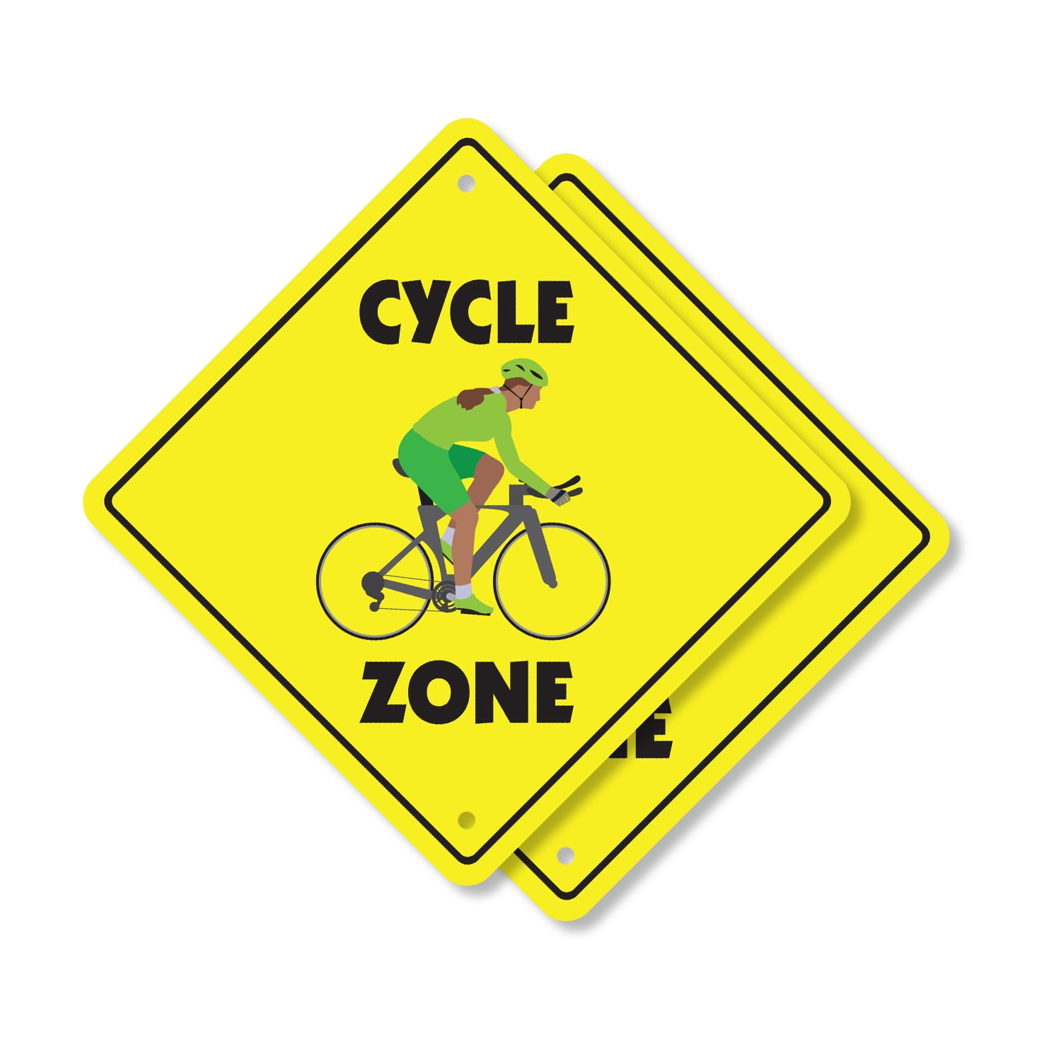 Cycle (2 Pack) Plastic Crossing Sign - 12 Inch X 12 Inch Xing Sign Gift Bicycle Bike Ride ...