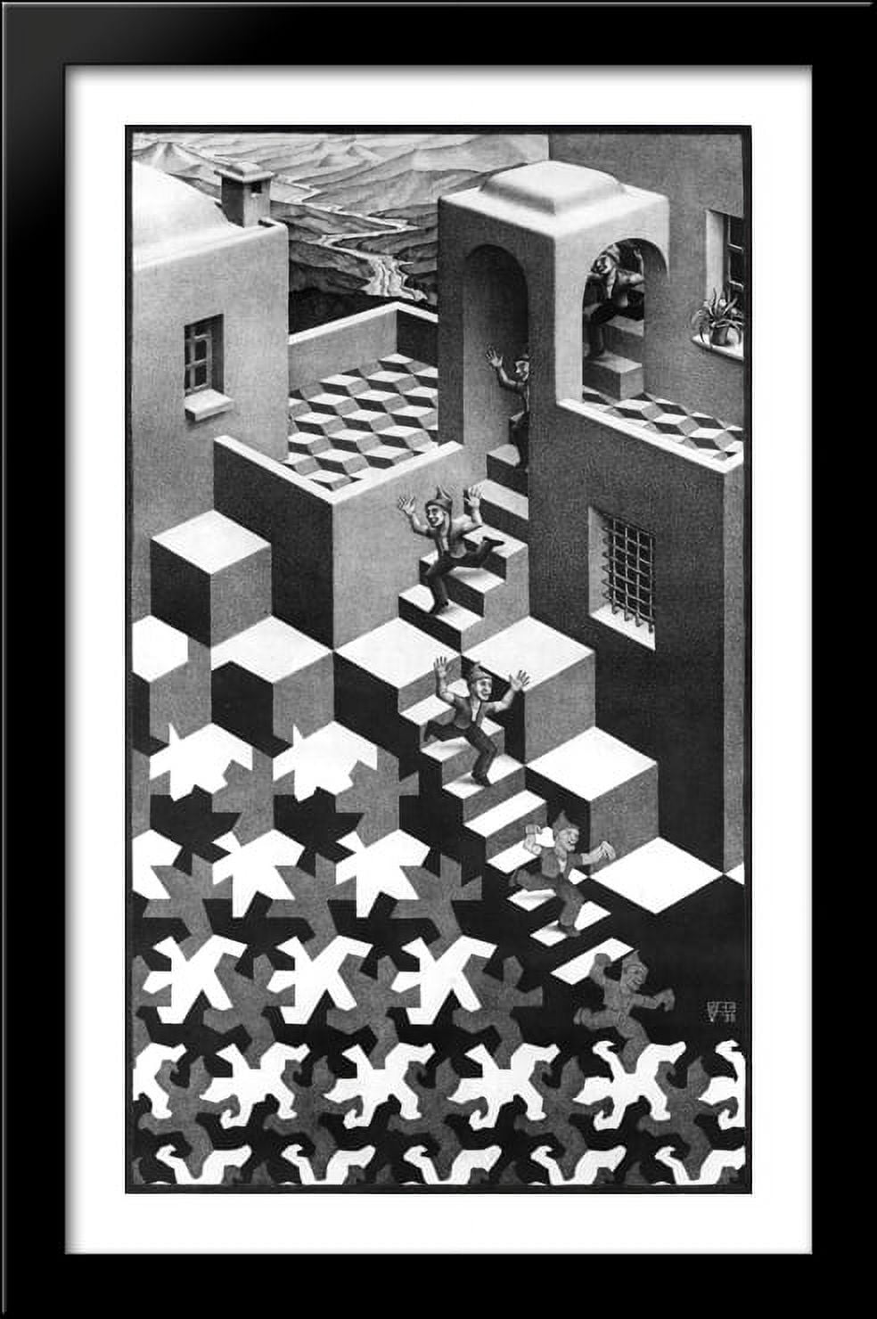 Cycle 24x40 Large Black Wood Framed Print Art by M.C. Escher - Walmart.com