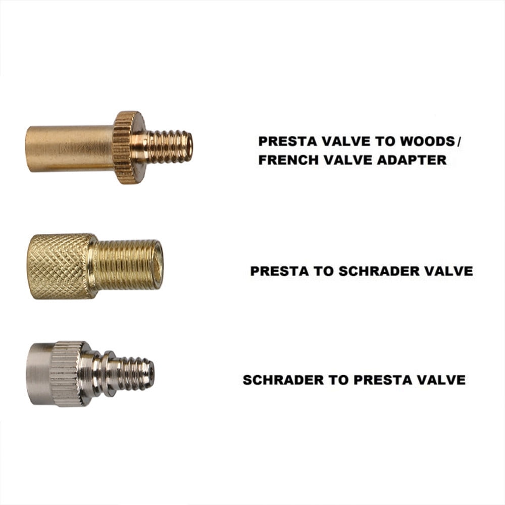 Cycle Air Tyre Valve Adaptors Set for French Schrader and Presta Valves ...