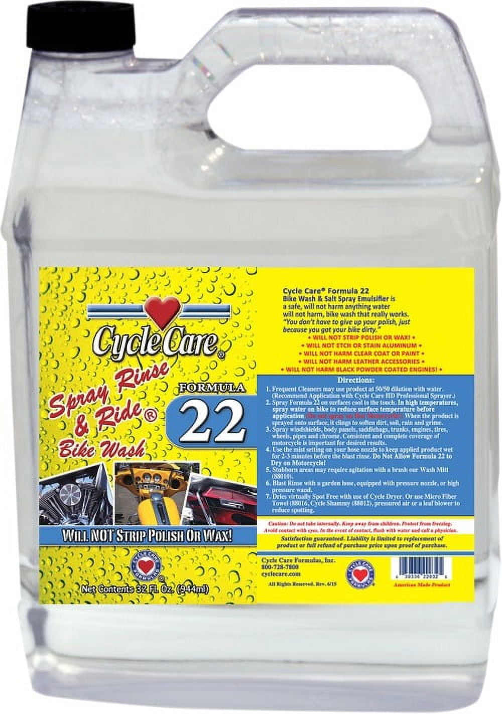 Cycle Care Formulas 22128 Formula 22 Spray, Rinse and Ride Cleaner ...