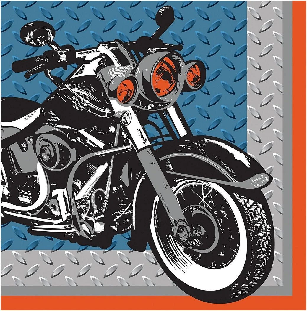 Cycle Shop Motorcycle Theme Biker Kids Birthday Party Paper Luncheon ...