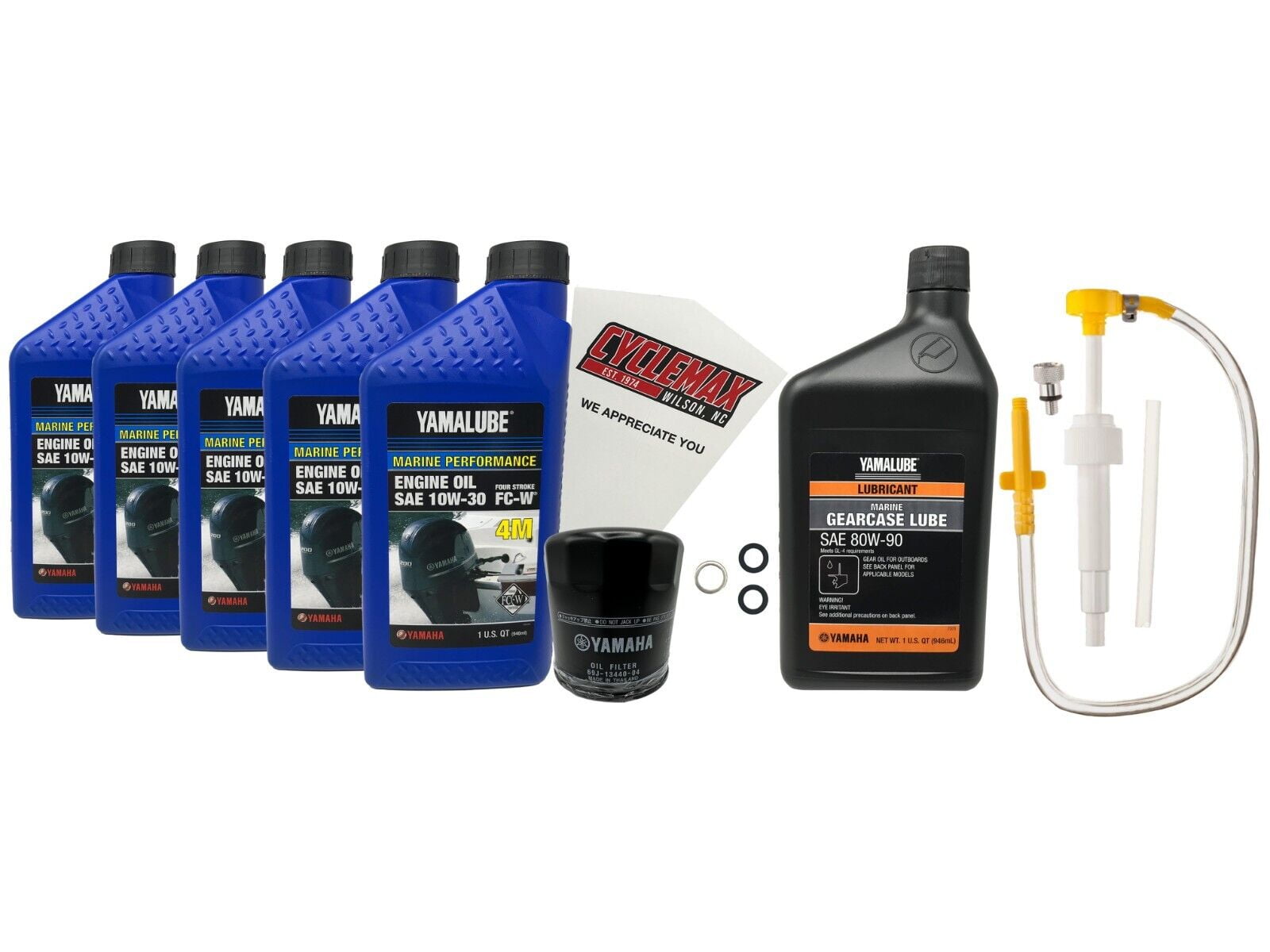 Cyclemax 10W30 Marine Gear Pump Oil Change Kit fits 2013-2024 Yamaha ...