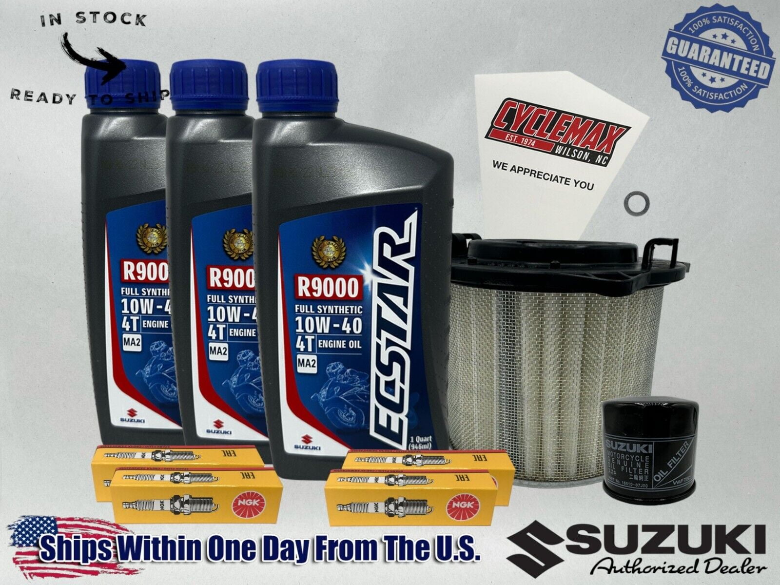 Cyclemax Full-Synthetic Ecstar R9000 Tune-Up Kit fits 1989-1996 Suzuki ...