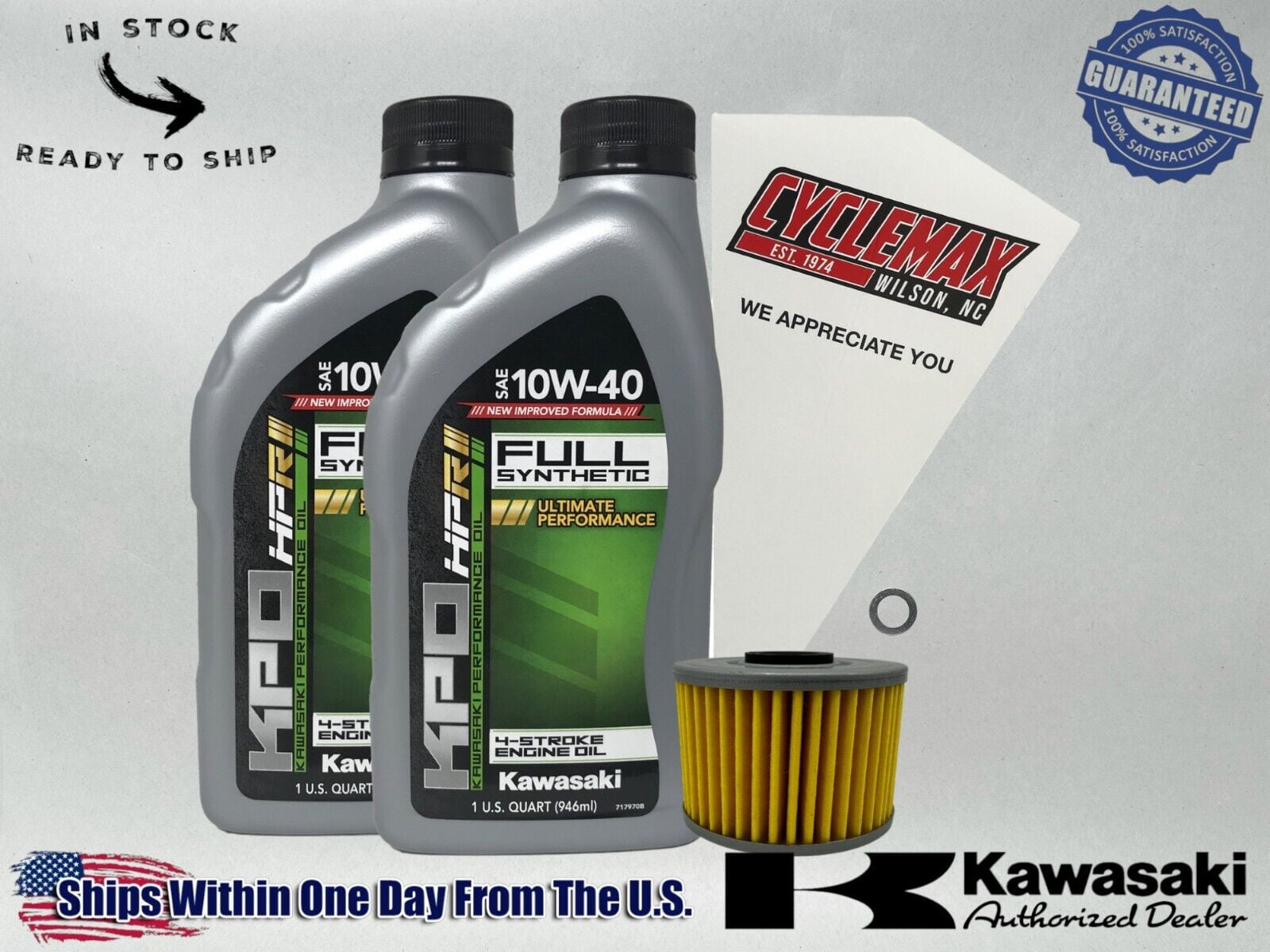 Cyclemax Full-Synthetic KPO Oil Change Kit fits 2002-2025 Kawasaki ...