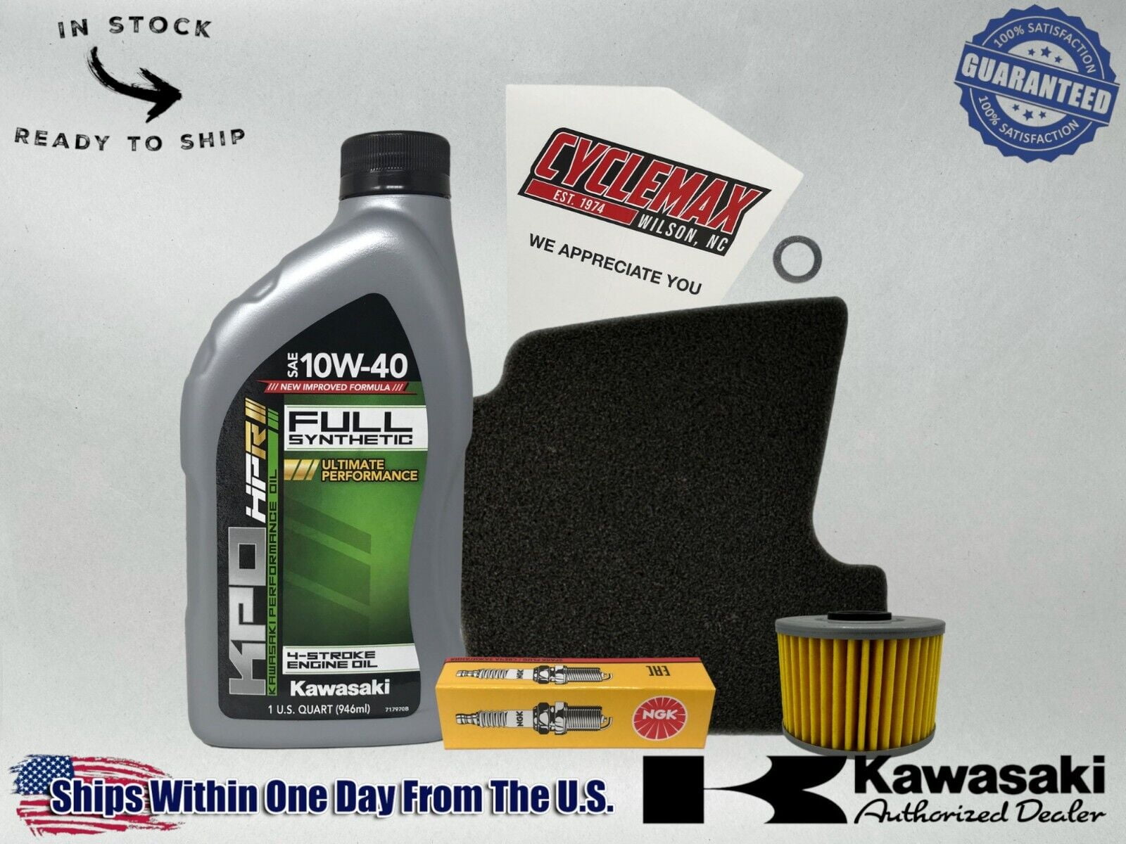 Cyclemax Full-Synthetic KPO Tune-Up Kit fits 2017-2023 Kawasaki Z125 ...