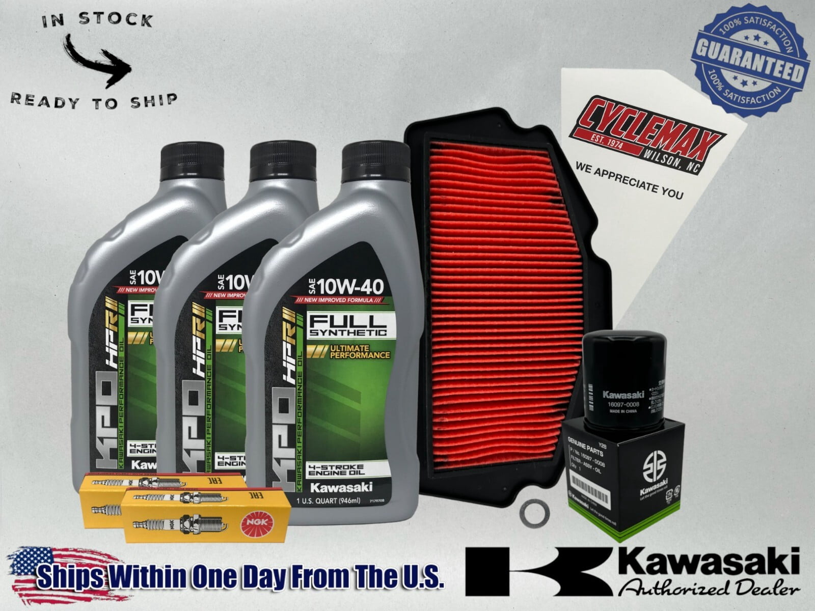 Cyclemax Full-Synthetic KPO Tune-Up Kit fits 2018-2025 Kawasaki NINJA ...