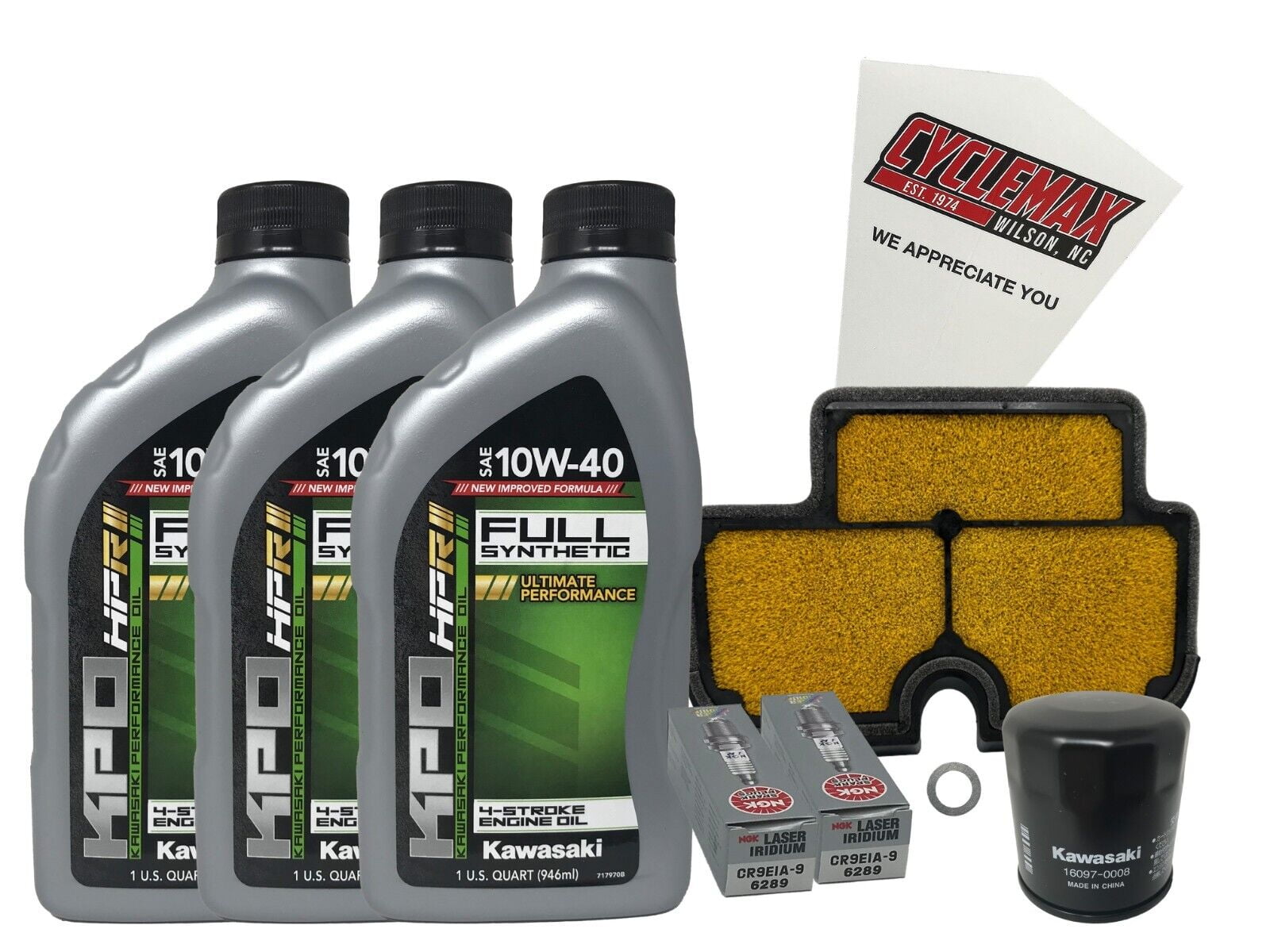 Cyclemax Full Synthetic Tune Up Kit w/ Plugs fits Kawasaki 2006-2008 ...
