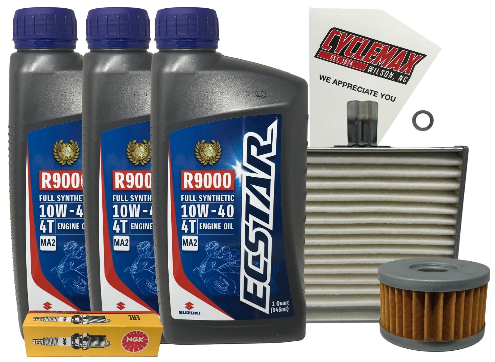 Cyclemax Full Synthetic Tune Up Kit w/ Spark Plug fits 1999-2019 Suzuki ...