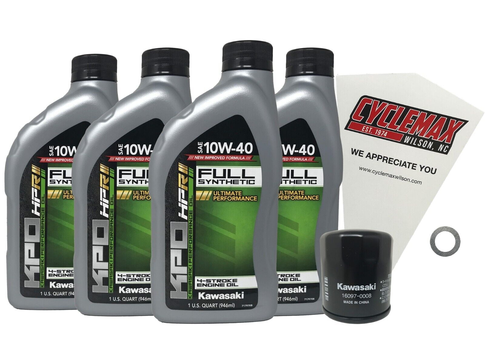 Cyclemax Genuine OEM Kawasaki 2011-2023 W800 Full Synthetic Oil Change ...