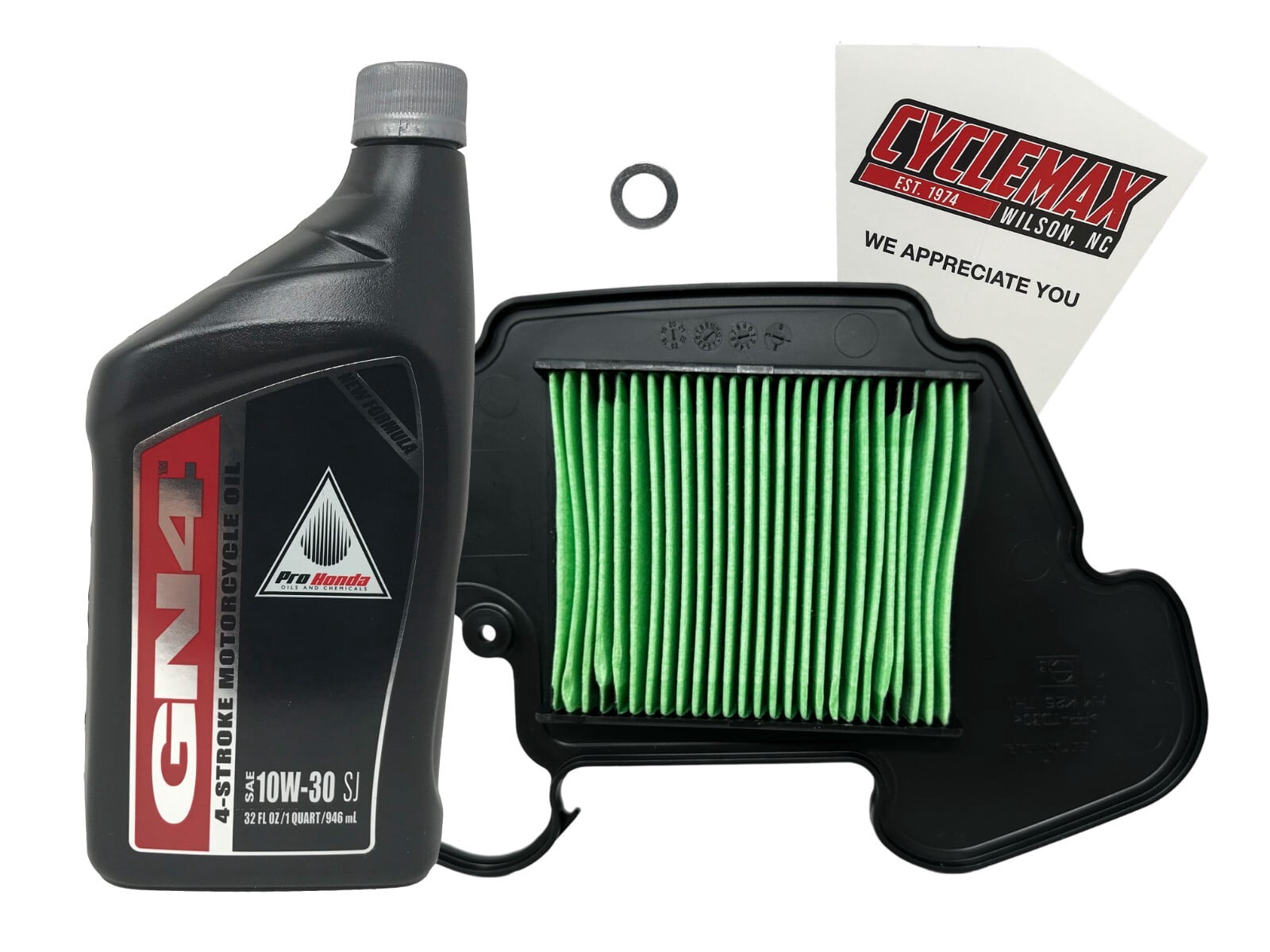Cyclemax OEM 10W-30 Oil Change Kit fits 2014-2020 Honda GROM 125 with ...