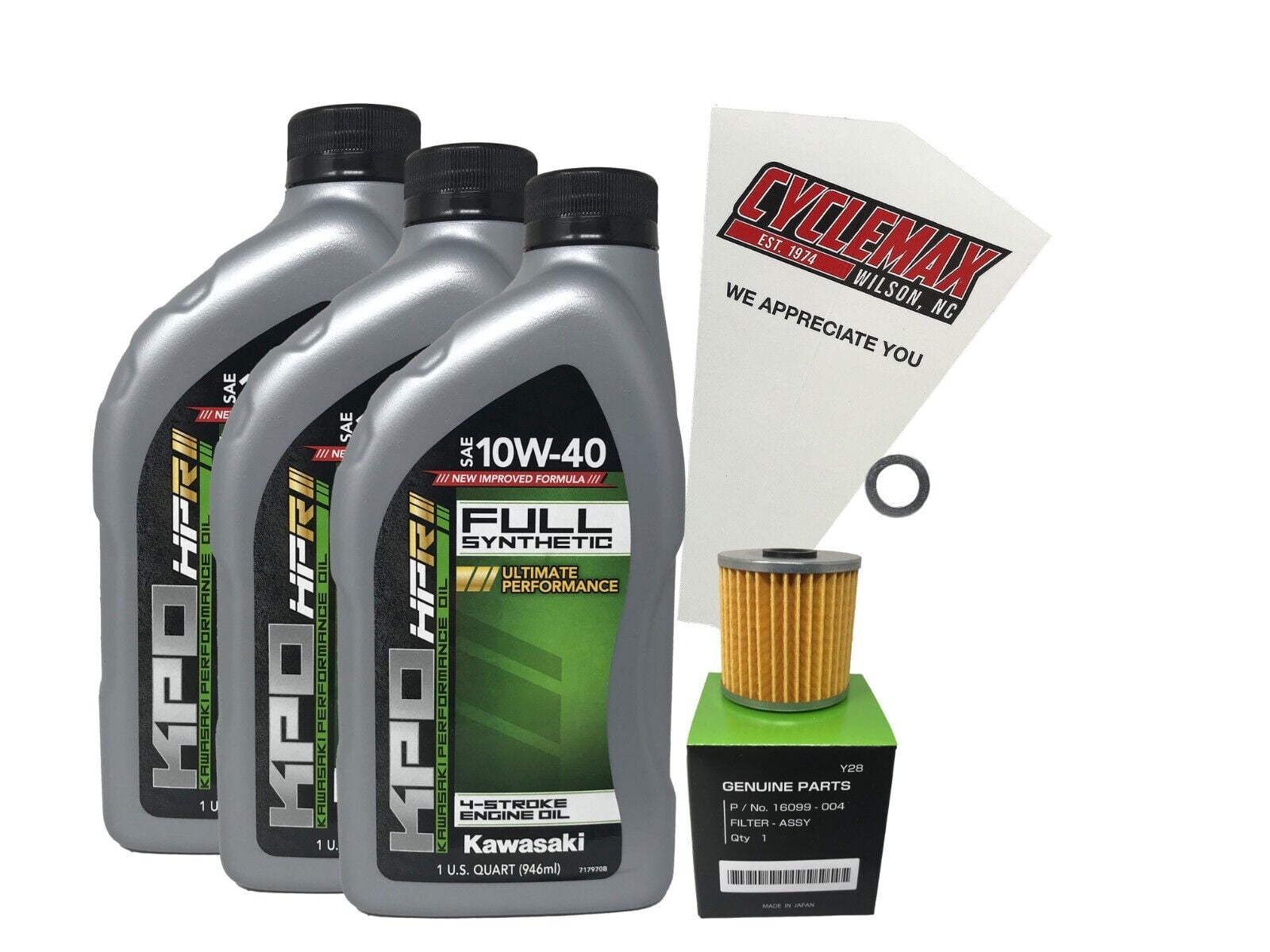 Cyclemax OEM FS 10W-40 Oil Change Kit fits 1988-2002 Kawasaki BAYOU 220 ...