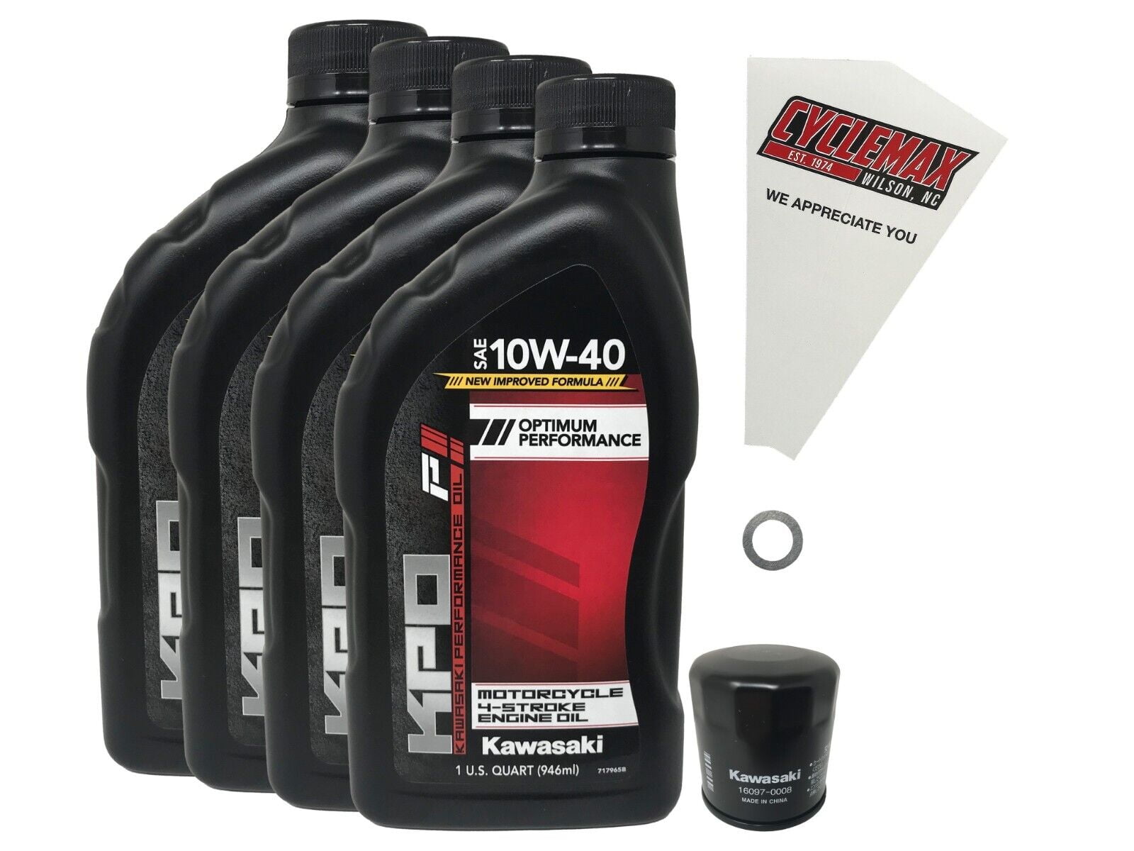 Cyclemax OEM Std 10W-40 Oil Change Kit fits 2006-2023 Kawasaki Vulcan 900 - Walmart.com
