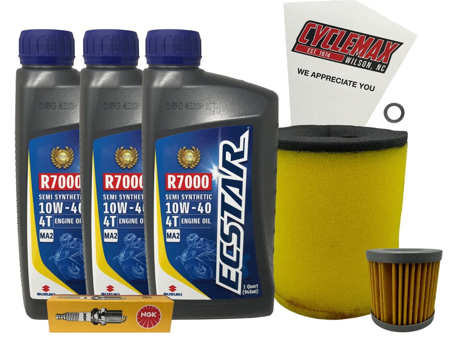 Cyclemax Semi-Synthetic Tune Up Kit w/ Spark Plug fits 2008-2018 Suzuki ...