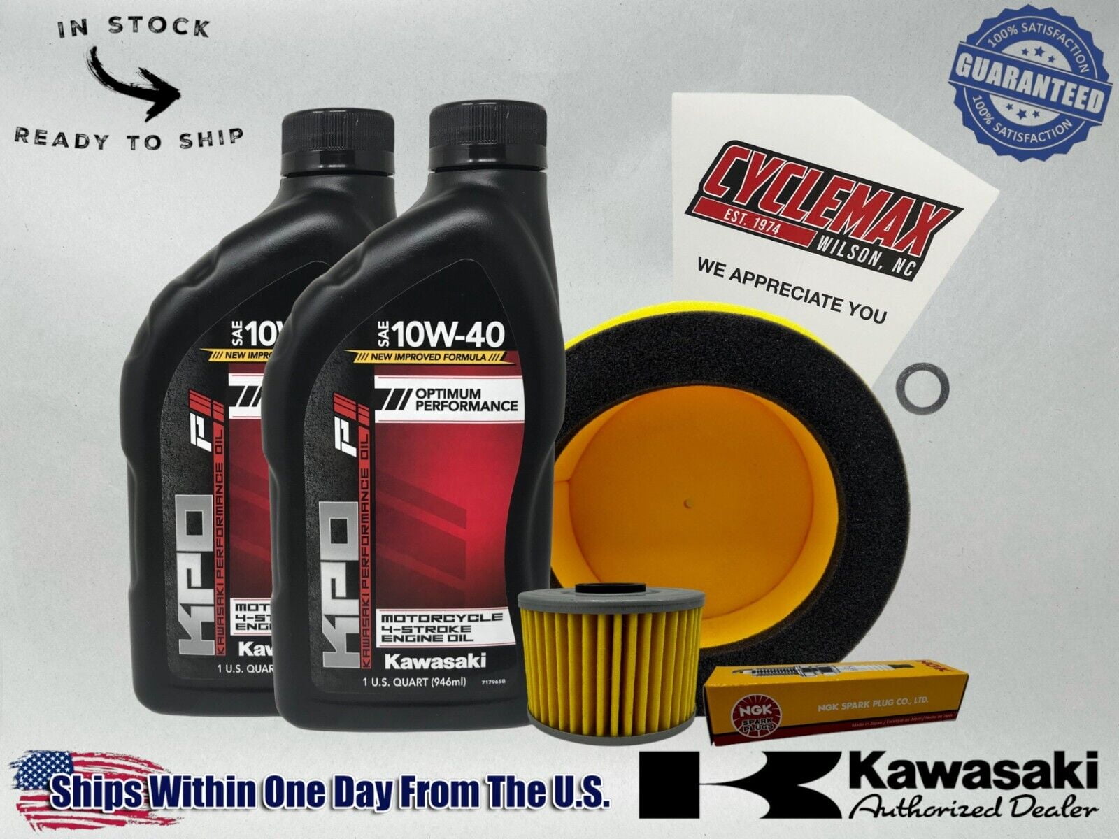 Cyclemax Standard 10W-40 Tune Up Kit fits 2021-2025 Kawasaki KLX300 w ...