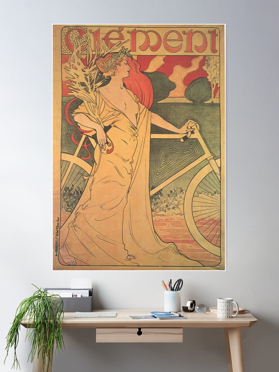Cycles Clã©Ment - Vintage Bicycle Poster From 1900 Poster Wall Art, Modern Wall Decor For Living ...