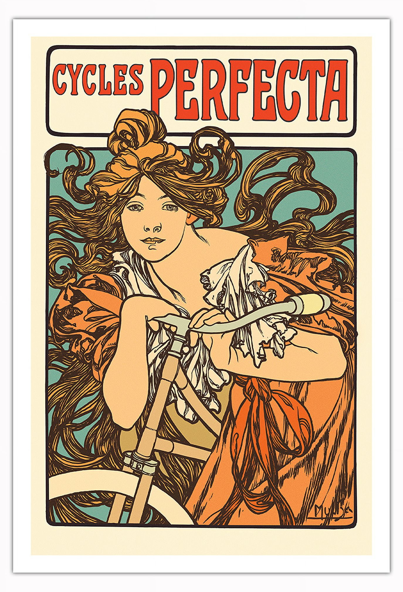 Cycles Perfecta Bicycles - Vintage France Advertising Poster by Alphonse Mucha c.1902 - Fine Art ...