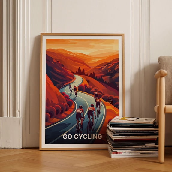 Cycling Adventure Travel Poster Road Bike Wall Art Vintage Style ...