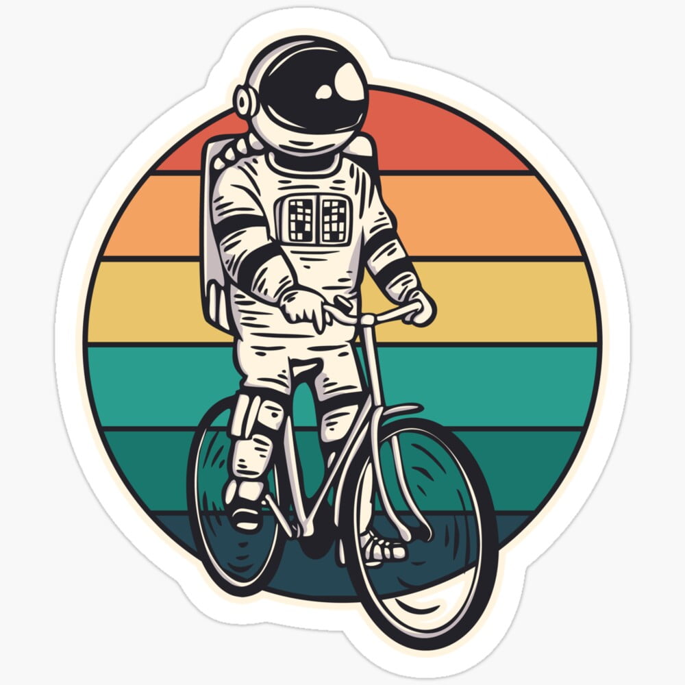 Cycling Astronaut Spaceman Sticker Phone Decal Water Bottle Stickers ...