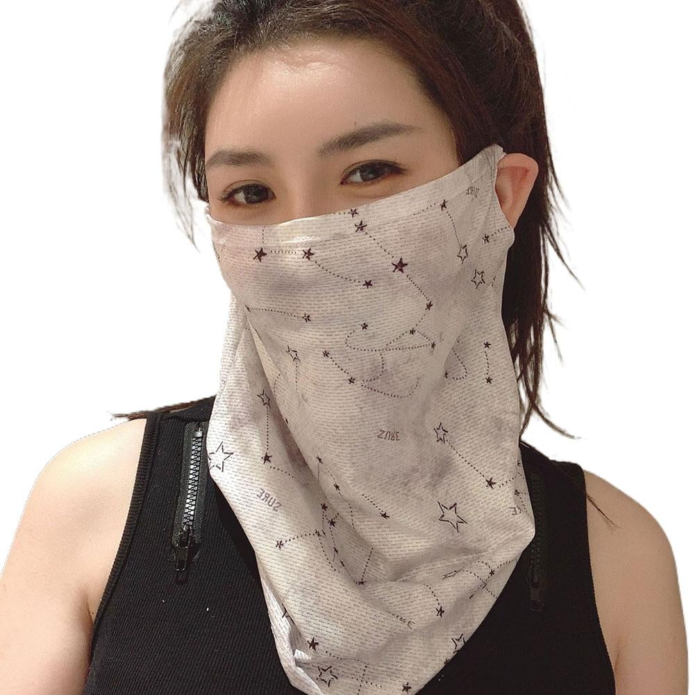 Cycling Face Mask Summer Silk Scarf Sun Protection Print Mouth Cover ...