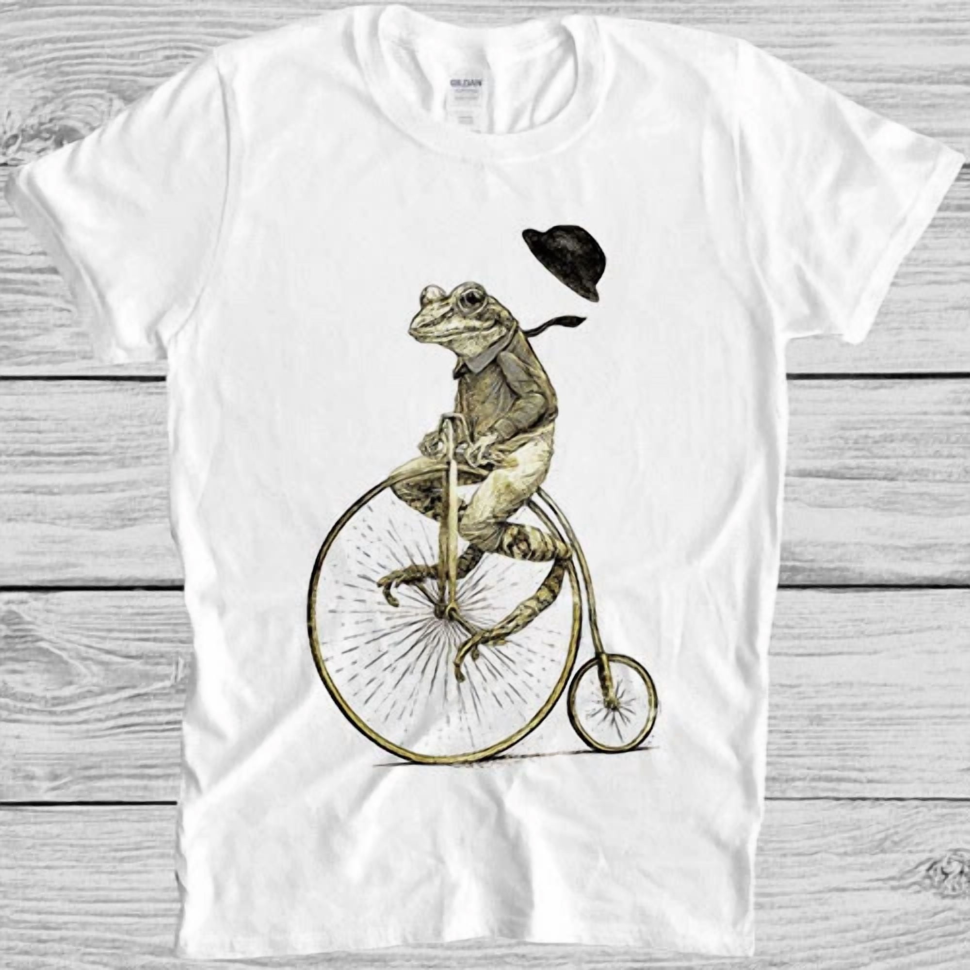 Cycling Frog Penny Fart Funny Meme Retro Vintage Bicycle Art Unisex T ...