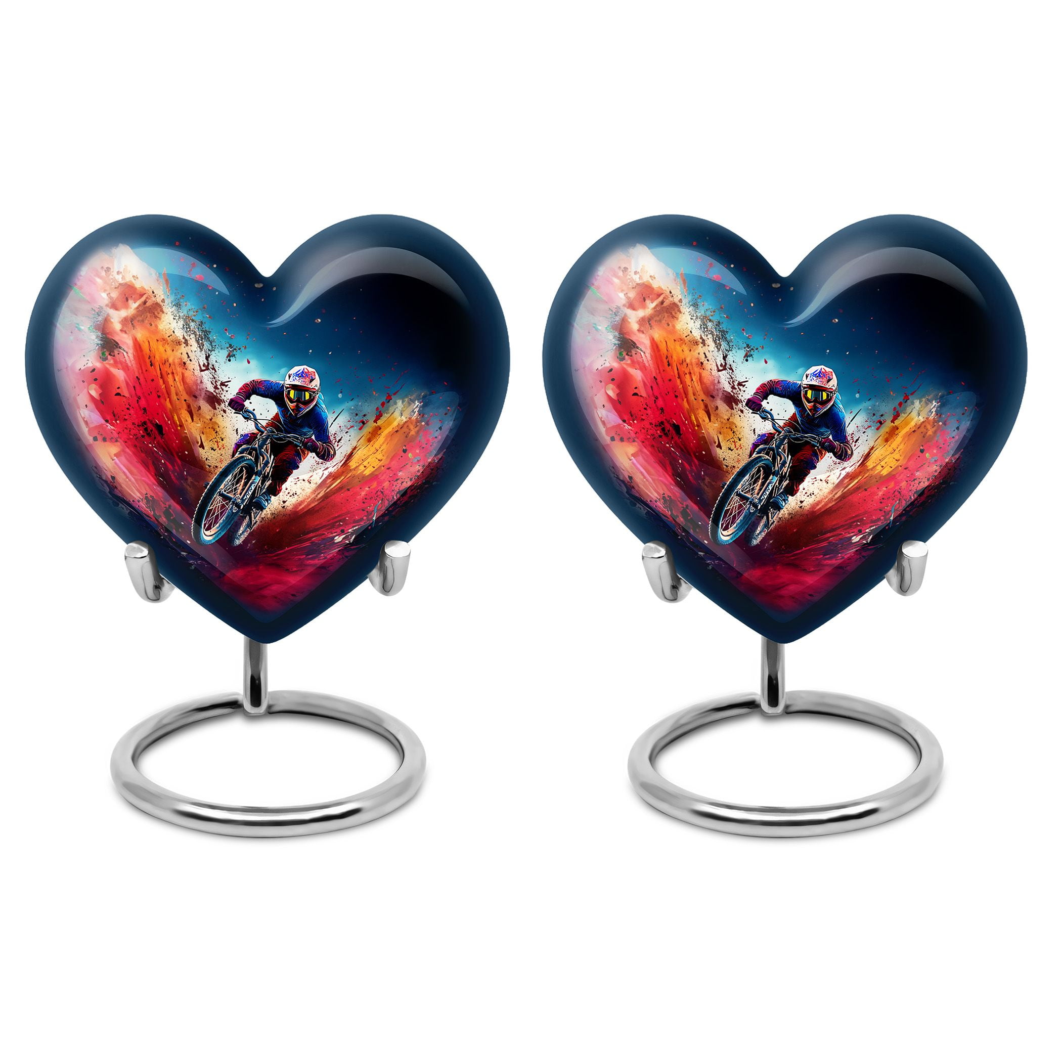 Cycling Heart Urn Keepsake - Small Urn For Ashes For Women & Men - Mini ...